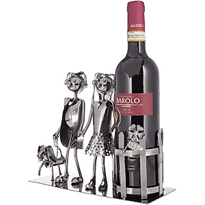 BRUBAKER Bottle Holder Wine - Couple with Dog - Decoration Object Metal - Bottle Stand with Greeting Card