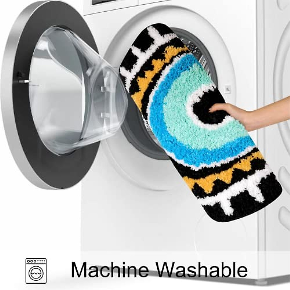 LIVEBOX Evil Eye Bathroom Rug, 20''x32'' Soft Absorbent Bath Mat Washable Microfiber Bath Rugs for Shower, Non-Slip Black Kitchen Rug Thick Shaggy Bathroom Mat for Tub