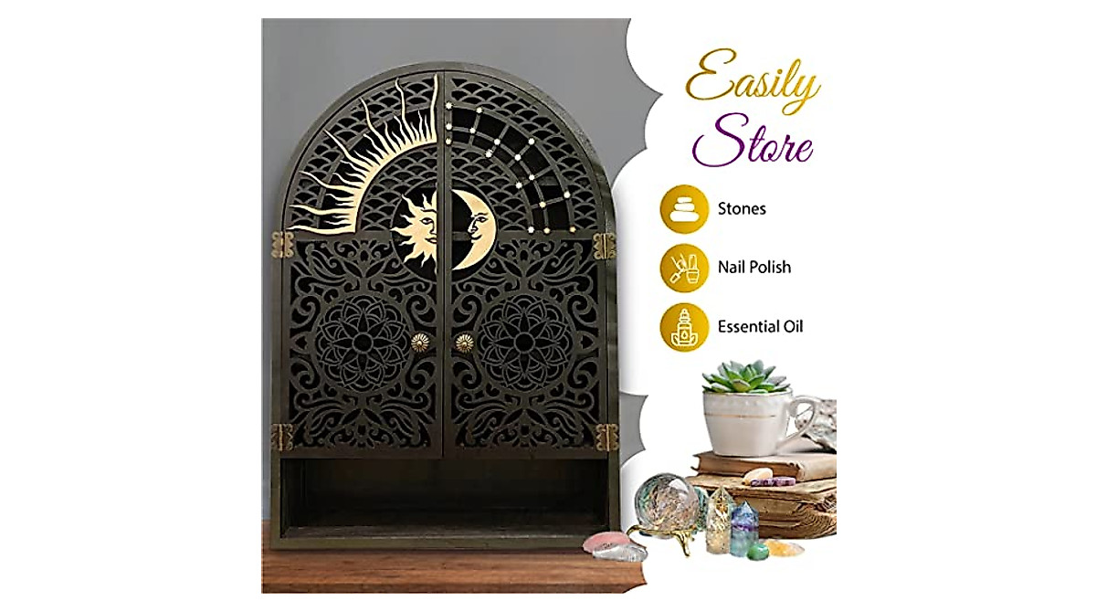 Sun and Moon Crystal Shelf Wall Hanging – Stylish Organizer for ...