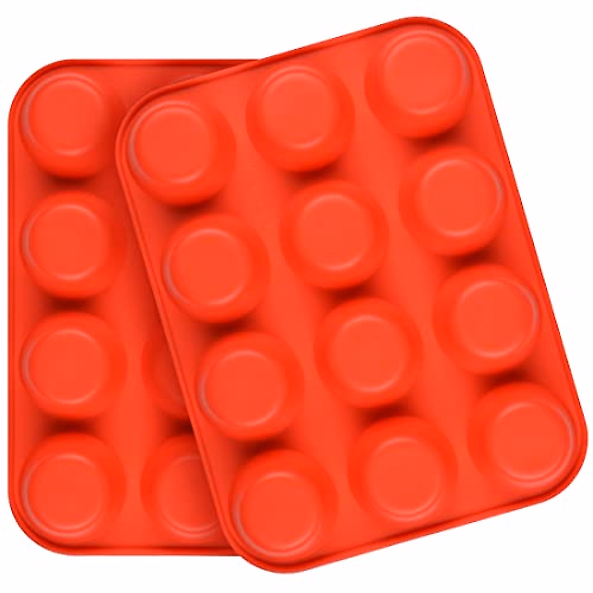 CAKETIME Silicone Muffin Pan, 12-Cup Cupcake Pan for Baking Muffin, Cake, Fat Bomb, 2-Pack Nonstick BPA Free