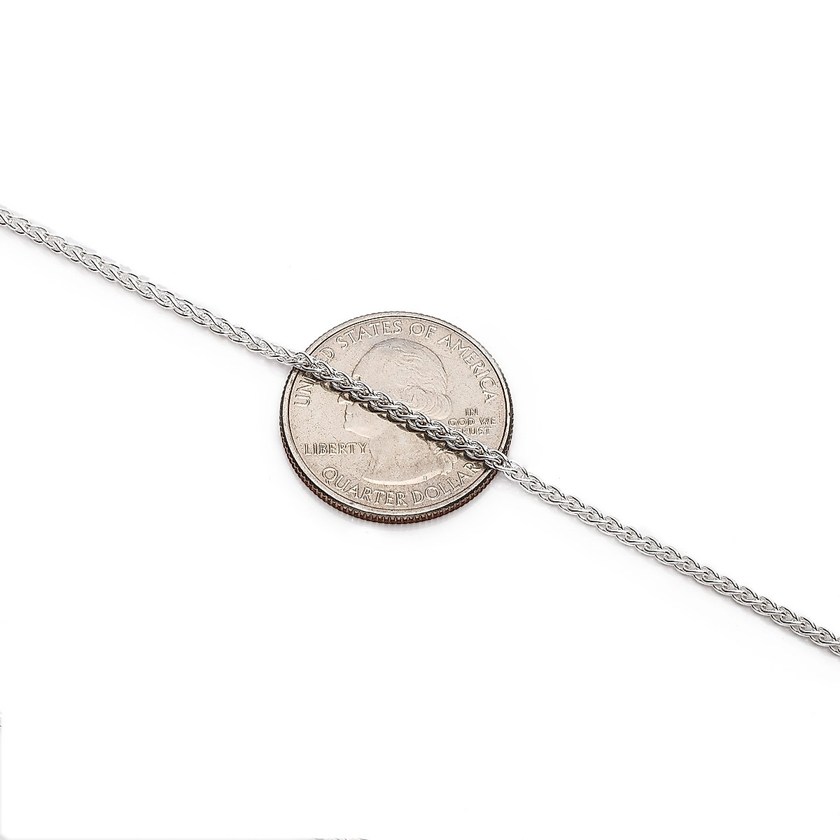 925 Sterling Silver Wheat Chain 2mm - Italian Spiga Sterling Silver Necklace Chain with Lobster Claw Clasp, Nickel Free 925 Silver Chain Necklace in lengths from 16-30 Inches