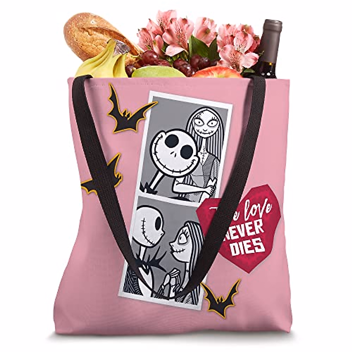 Tim Burton’s The Nightmare Before Christmas Jack Sally Heart Tote Bag