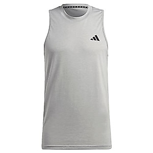 adidas Men's Training Essentials Feel Ready Logo Sleeveless T-Shirt, Medium Grey Heather/White/Black, X-Large