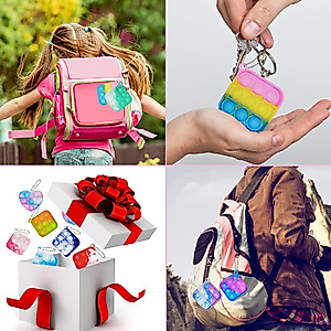 30 Pcs Mini Pop Bubble Fidget Toys, Silicone Keychain Small Pop Bulk for Party Favors, Classroom Prizes, Reliever Hand Toy Goodie Bag Stuffers Halloween Christmas Birthday Gifts for Kids Students