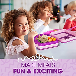 LUNCHART Lunch Box for Kids - Insulated Bento Lunch Box with Art Inserts and Cooler Compartment for Ice Packs - Dishwasher Safe, Removable Tray - Mess-Free Lunch Containers for Kids