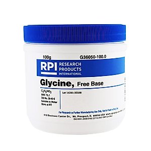 RPI Glycine Powder, Free Base, 100 Grams, Cell Culture Tested, for Electrophoresis Buffers.
