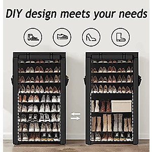 MUYIASER 10 Tier Shoe Rack With Nonwoven Fabric Cover 30-40 Pairs Shoe Rack Storage Organizer Boot Aad Shoe Shelf Black