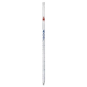 EISCO Serological Pipette, 5ml - Class A, Tolerance ±0.030ml - Blue Graduations - Color Code, Red - Calibrated for Delivery to Jet - Borosilicate Glass
