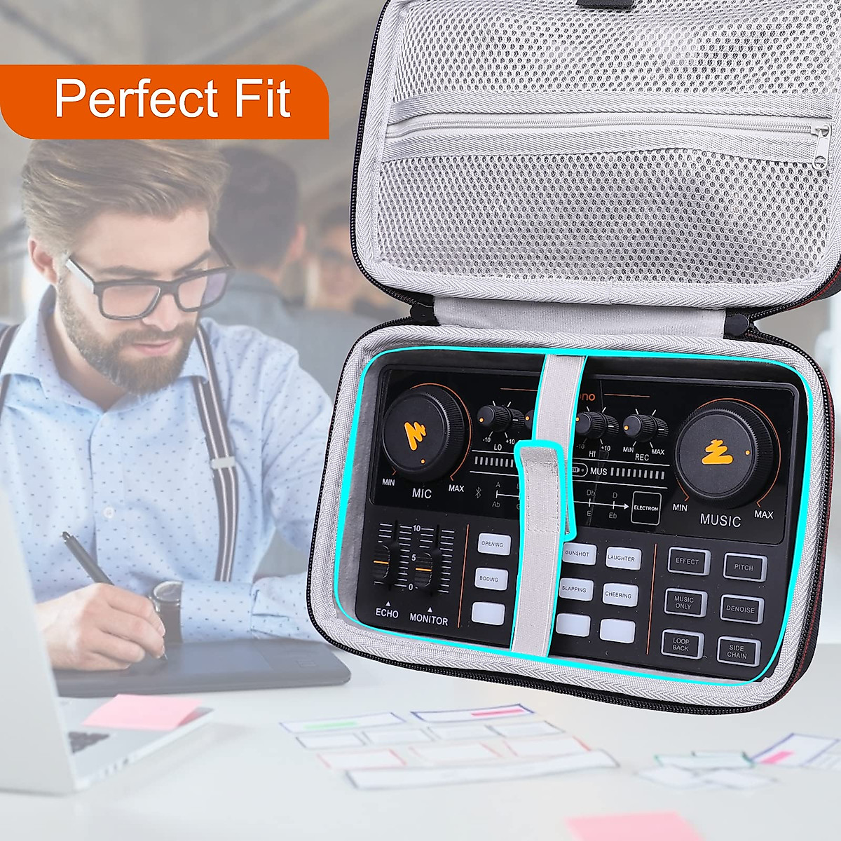 L LTGEM EVA Hard Storage Case for MAONO Audio Interface with DJ Mixer and Sound Card - Travel Protective Carrying Bag