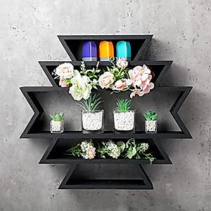 Geelin Aztec Shelves Aztec Crystal Display Shelf Wall Hanging Display Holder Geometrical Shape Essential Oil Shelf Farmhouse Shelves for Bedroom, Living Room and More