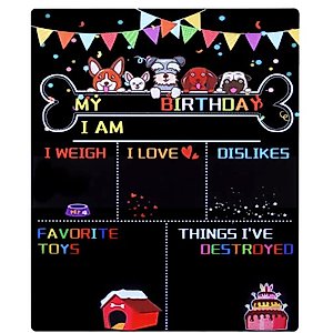 Reusable Dog Birthday Party Supplies, Double Sided Chalkboard for Dog Girl First Birthday, Dog Birthday Backdrop Props, Gift for Cat Party Decorations, Size 10"*12"