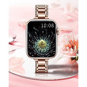 QUNDAXI for Apple Watch Band 41mm 40mm 38mm 45mm 44mm 42mm Series 8 7 6 5 4 3 2 1 SE SE2 Women Watchband Stainless Steel Metal for iWatch Bands (38mm 40mm 41mm, Rose gold)