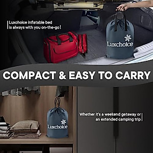 Luxchoice Queen Inflatable Mattress with Built-in Pump Camping Air Mattress Quick Inflation Deflation Blow Up Mattresses Air Bed Portable Elevated Guest Bed for Home Outdoors Hiking Travel