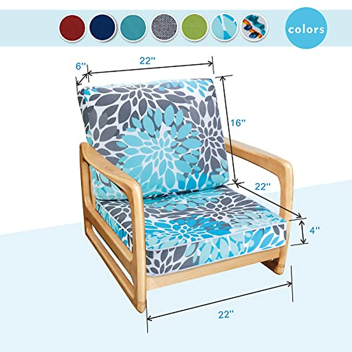 JMGBird Outdoor Chair Cushion Tufted Pillow, Deep Seat Chair Cushion Set 22"x22" Outdoor Cushions for Patio Furniture