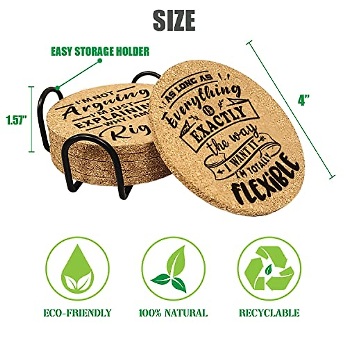 Homythe Office Gifts for Coworkers, Novelty Gifts for New Colleagues Employees Boss, Funny Office Desk Coasters, 6 Pcs Drink Coasters with Metal Holder, Humorous Birthday Gifts for Men Women