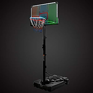 HomSof Portable Basketball Hoop Basketball System 6.6-10ft Height Adjustment for Youth Adults LED Basketball Hoop Lights,Colorful Lights,Waterproof,Super Bright，6.6Ft-10Ft