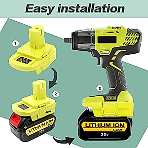 DM18RL Battery Adapter for Dewalt to Ryobi Battery Adapter, Convert Dewalt 20V Llithium Battery to Ryobi 18V P107 P108 Battery with 5V 2.1A MAX USB Charge