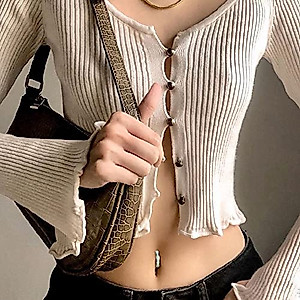 FIBO STEEL 3Pcs 14G Clicker Belly Button Ring for Women Surgical Steel CZ Opal Belly Rings Simple Reverse Navel Rings Belly Piercing Body Jewelry 10MM Silver