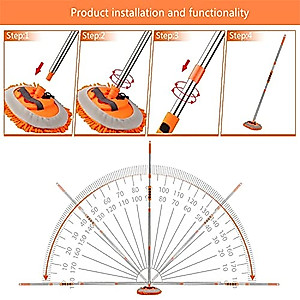 Car Wash Brush with Long Handle Microfiber 62" Brush Soft Mop Mitt Scratch-Free Kit Flexible Rotation Washing Paint Scratch Free Tool Supply Brush Extension Pole Flexible RVs Pickups Buses