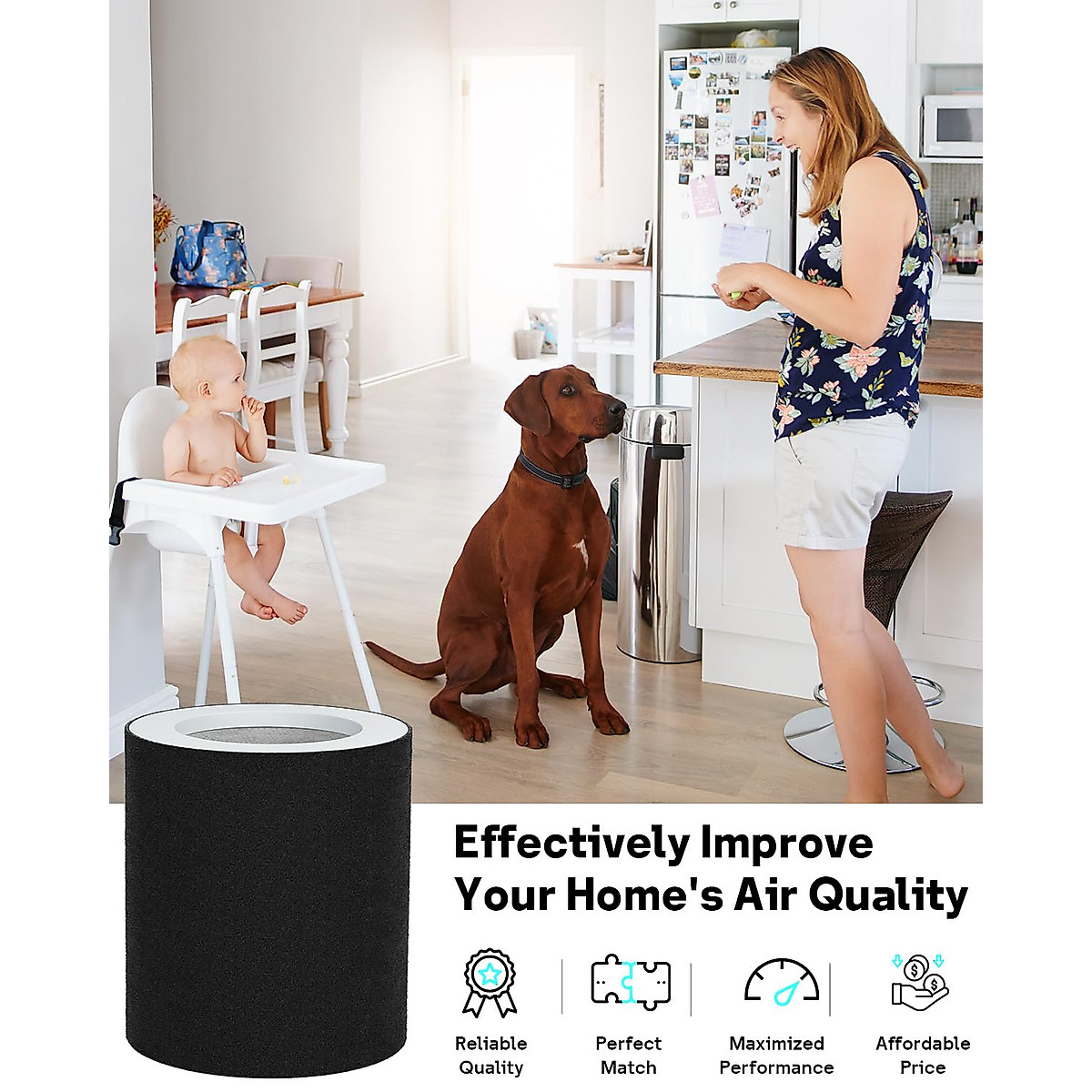 Leemone H-HF400-VP True HEPA Filter Replacement Kit with H-PF400 Pre-Filter Compatible with Hunter HP400 Air Puri-fier Series (2 HEPA Filter & 8 Pre-Filters)