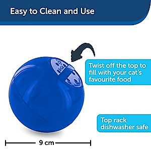 PetSafe SlimCat Meal-Dispensing Cat Toy, Great for Food or Treats, Blue, for All Breed Sizes