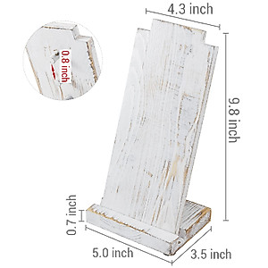 MyGift Shabby Chic White Washed Solid Wood Necklace Easel Stand with Detachable Board and Base, Tabletop Adjustable Bust Jewelry Holder for Retail Display