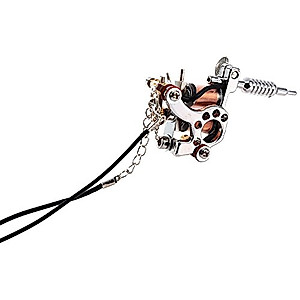 Tattoo Gun Necklace,Mini Tattoo Machine Necklace,Tattoo Supply Pendant Gift,Portable Tattoo Supply Gun Keychain Metal Alloy Key Ring