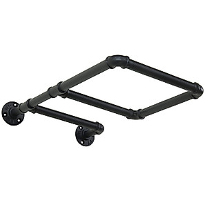 MyGift Wall Mounted Black Metal Pipe Exercise Ball Holder, Yoga Ball and Stability Ball Rack Home Gym and Studios