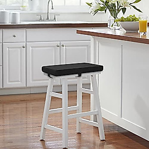 Tromlycs Saddle Stool Cushion Rectangular Bar Stool Seat Cushion Cover Rectangle with Velcro Strap Ties, 18x9.5 inches, 1 Piece, Black