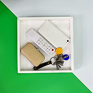 StonePlus Natural Marble Square Neat Makeups Organizer/Bathroom Vanity Tray for Razor Towel Toothpaste (9.84x9.84x1.18in, Volakas White)