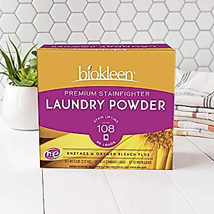Biokleen Natural Laundry Detergent - 108 HE Loads - Powder, Concentrated, Eco-Friendly, Non-Toxic, Plant-Based, No Artificial Fragrance, Colors or Preservatives, Premium Plus(Packaging May Vary)