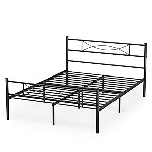 Weehom Metal Bed Frame Platform Mattress Foundation/Box Spring Replacement Platform Bed Kids Bed Twin Black