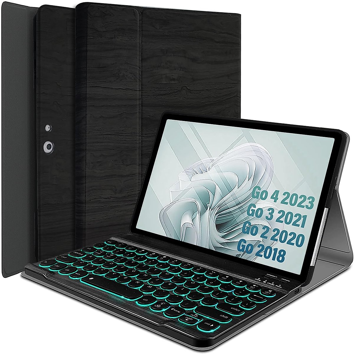 Wineecy Backlit Keyboard Case for Microsoft Surface Go 4 2023 /Go 3 2021 /Go 2 2020 /Surface Go 2018 Tablet,7 Colors Backlight Magnetic Detachable Wireless Keyboard with Premium PU Cover Case