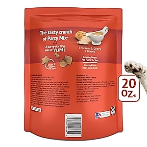 Purina Friskies Cat Treats, Party Mix Gravy-licious Crunch Chicken and Gravy Flavors - 20 oz. Pouch