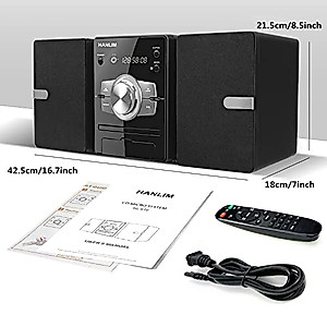 Home Stereo System with CD Player FM Radio Bluetooth AUX in/USB in, Earphone Jack, Remote Control, 30W HiFi Shelf Stereo System