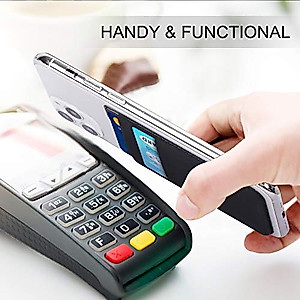 FYY Card Holder for Phone Case, 2 Pack Stick on Phone Wallet, Stretchy Lycra Credit Card for Back of Phone Card Wallet Sleeve Pouch Compatible with iPhone Samsung Android Smartphones Black & Black