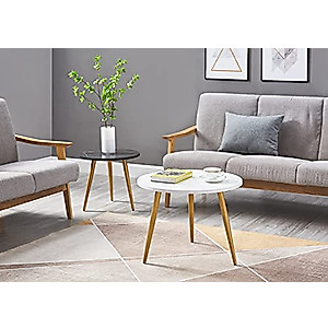 Ball & Cast Nesting End Coffee Table Set of 2, 23.6"&17.75" Dia-Tapered Leg, White/Black