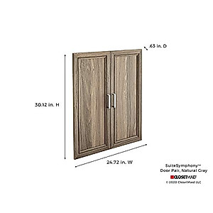 ClosetMaid SuiteSymphony Wood Closet Set, Add On Accessory Shaker Style, For Storage, Clothes, Units, Natural Gray/Satin Nickel, 25" Door Pair