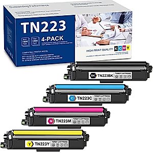 BERYINK Compatible TN223BK TN223C TN223M TN223Y Toner Replacement for Brother MFC-L3770CDW L3710CW L3750CDW L3730CDW HL-3210CW 3230CDW 3270CDW 3230CDN 3290CDW Printer (4-Pack, 1BK+1C+1M+1Y)