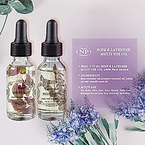 NP NATURES PHILOSOPHY Lavender Rose Multi Use Body Oil 2 Pack Natural and Organic Essential Oil for Face, Body, Nails Care and Massage - 30ML