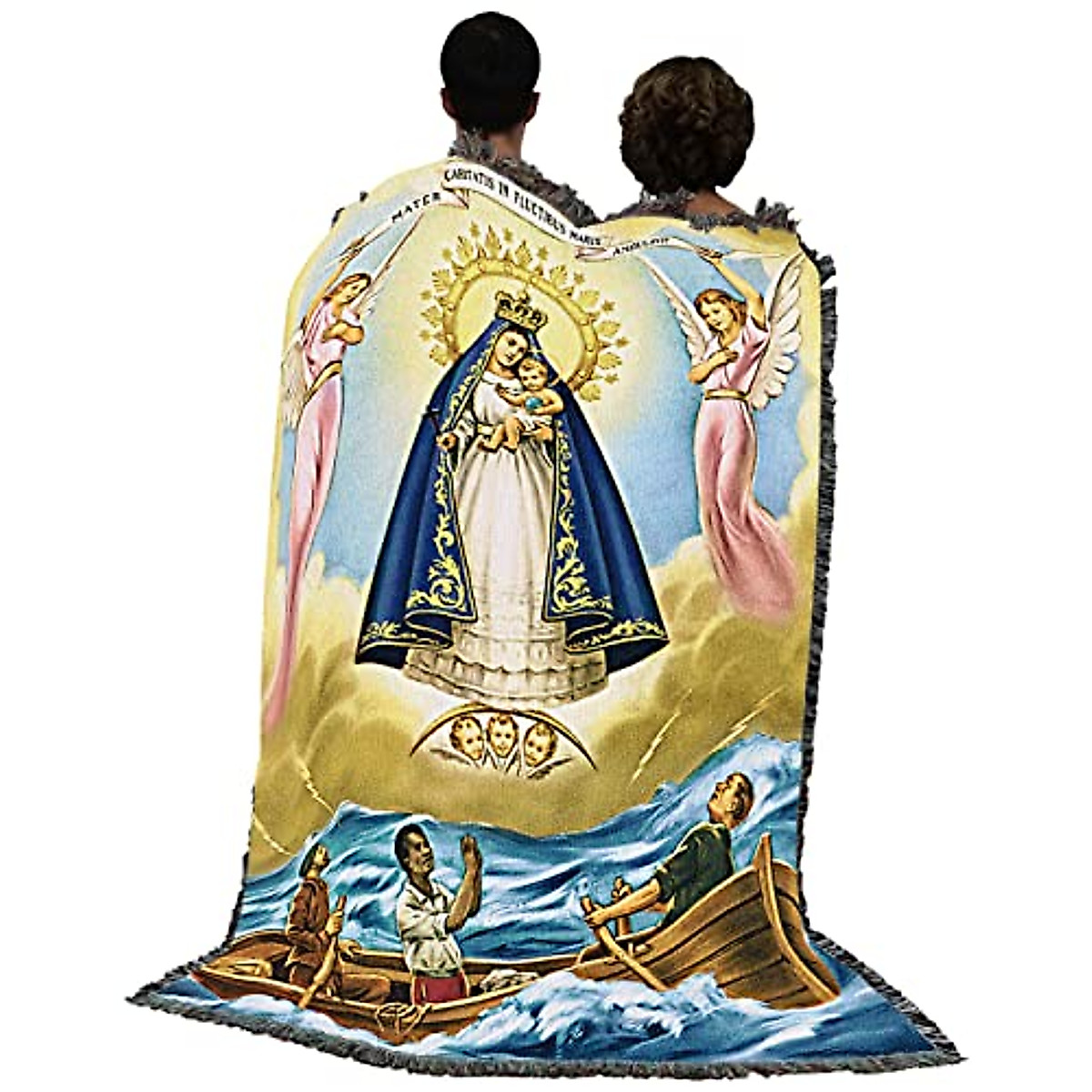 Pure Country Weavers Our Lady of Charity - Nuestra Senora de la Caridad del Cobre - Patroness of Cuba - Catholic Religious Gift Tapestry Throw Woven from Cotton - Made in The USA (72x54)