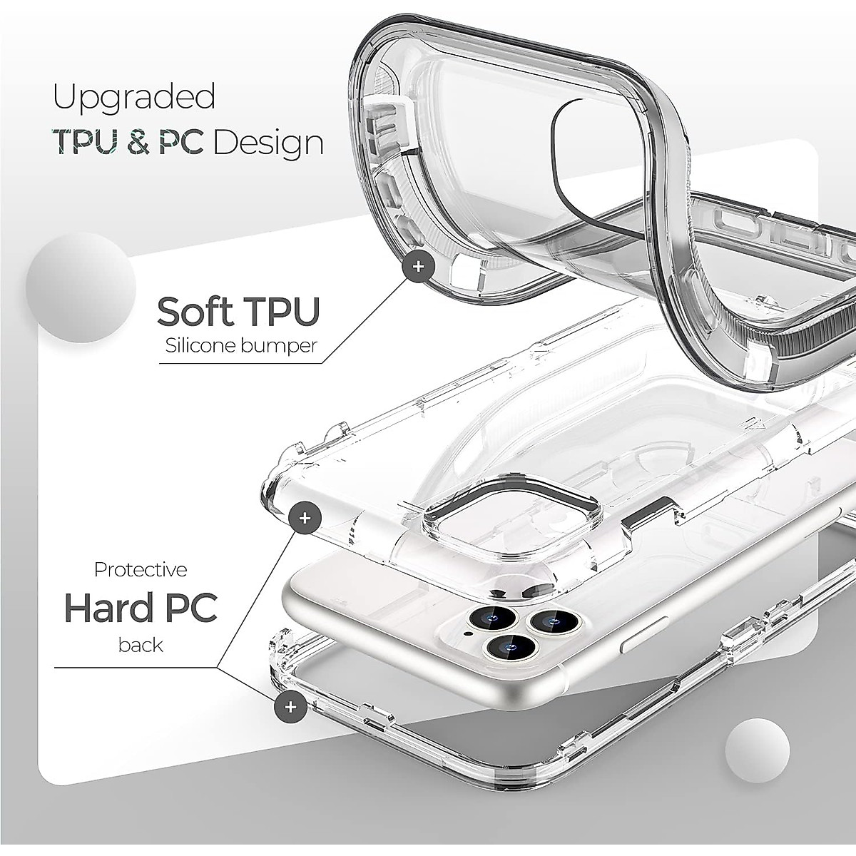 ORIbox for iPhone 14 Pro Max Case Gray, [10 FT Military Grade Drop Protection], Transparent Heavy Duty Shockproof Anti-Fall Case for iPhone 14 Pro Max Phone Case,6.7 inch,3 in 1, Crystal Gray