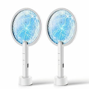 Flexzion Electric Mosquito Zapper Racket 19" Handheld Bug Insect Killer/Fly Control Swatter for Bedroom Patio Bites Yard Boat Camping Car Decks Indoor Outdoor, Assorted Colors, 2 Pack