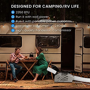 EENOUR QN650 Portable Air Conditioners, Home AC Cooling Unit 2350 BTU, 24V DC & 100-240V AC, 3 Fan Speeds, LCD Display, 59~86 °F for Camping Tent, Room, Car and RV