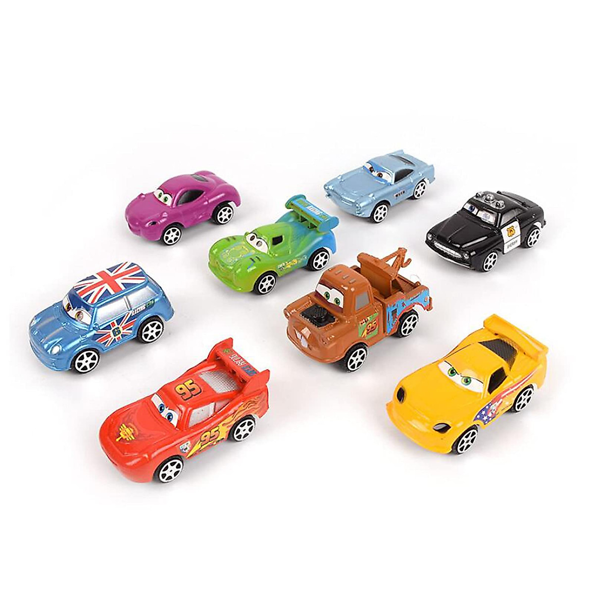 ERANCE 8 Pcs Mini Pull Back Racers Cars, Miniature Car Figurine Toys, Cake Toppers, Cupcake Decorations