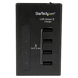 StarTech.com 4-Port Charging Station for USB Devices with Smart Charging - 48W/9.6A - Dedicated Desktop Multi-Device USB Charging Station (ST4CU424)