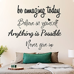 Large Inspirational Quote Wall Decals, Removable Positive Saying Wall Lettering Stickers, Motivational Word Decal Peel and Stick for Classroom Home Living Room Bedroom Office DIY Wall Art Decor