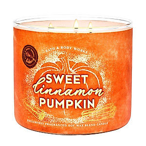 Bath + Body Works Sweet Cinnamon Pumpkin Candle - Cinnamon and Clove + Vanilla Cream + Brown Sugar - 3 Wick Classic Pumpkin Scented Candle for Fall - 14.5 Ounces - Fall Candles, 2024.
