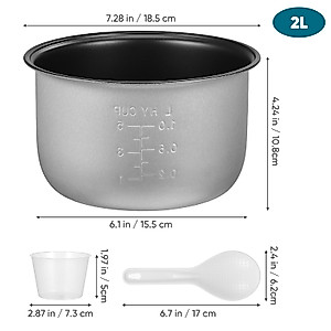 Rice Cooker Inner Pot, 2L Non-stick Coated Inner Pot Replacement 4.21"D x 7.22"W Round Cake Baking Model Aluminum Alloy Rice Cooker Inner Pot for Rice Oatmeal Mixed Grains and More