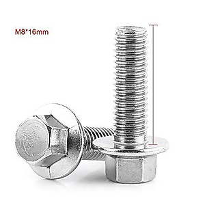 10pcs M8 Flanged Hex Head Bolts Flange Hex Screws 304 Stainless Steel Hex Screws Bolts Fasteners Hex CoverHead with Flange Silver (M8X16) ﻿